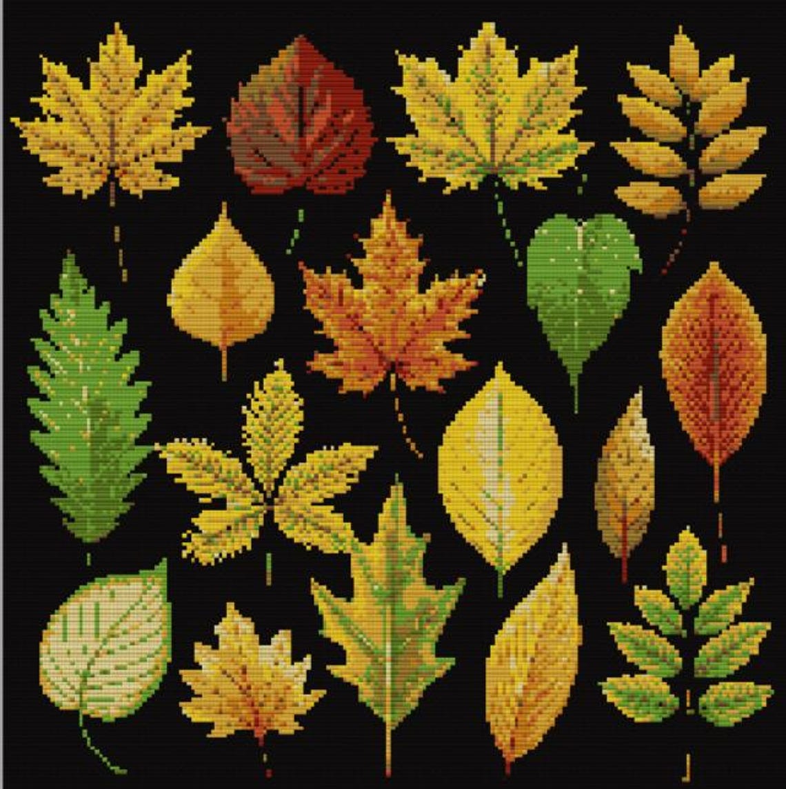Handcrafted Autumn Leaves Cross Stitch Art - Fall Home Decor, Cross ...