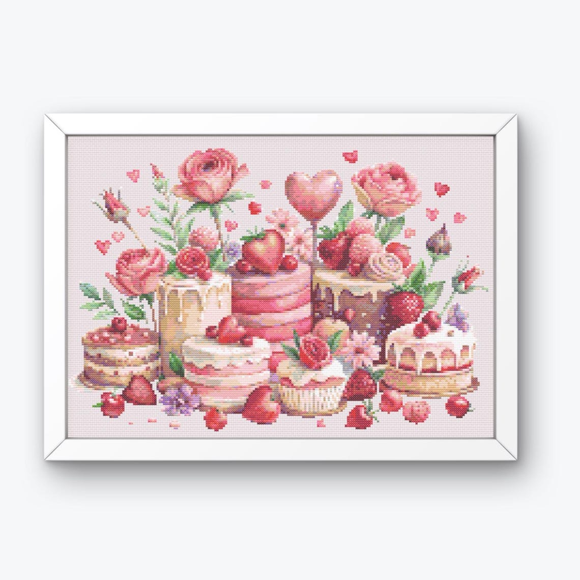 Cross Stitch Cake, Flowers Cross Stitch, Heart Cross Stitch, Rose Cross ...