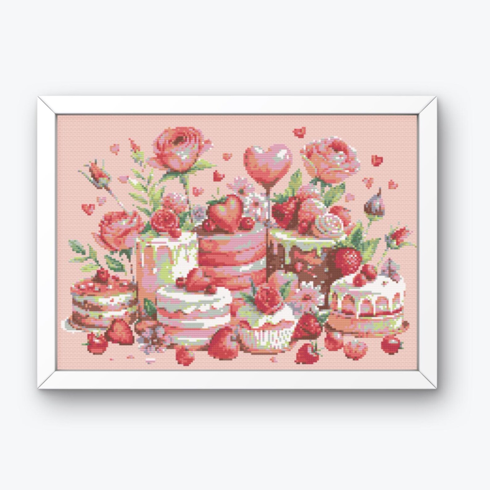 Cross Stitch Cake, Flowers Cross Stitch, Heart Cross Stitch, Rose Cross ...