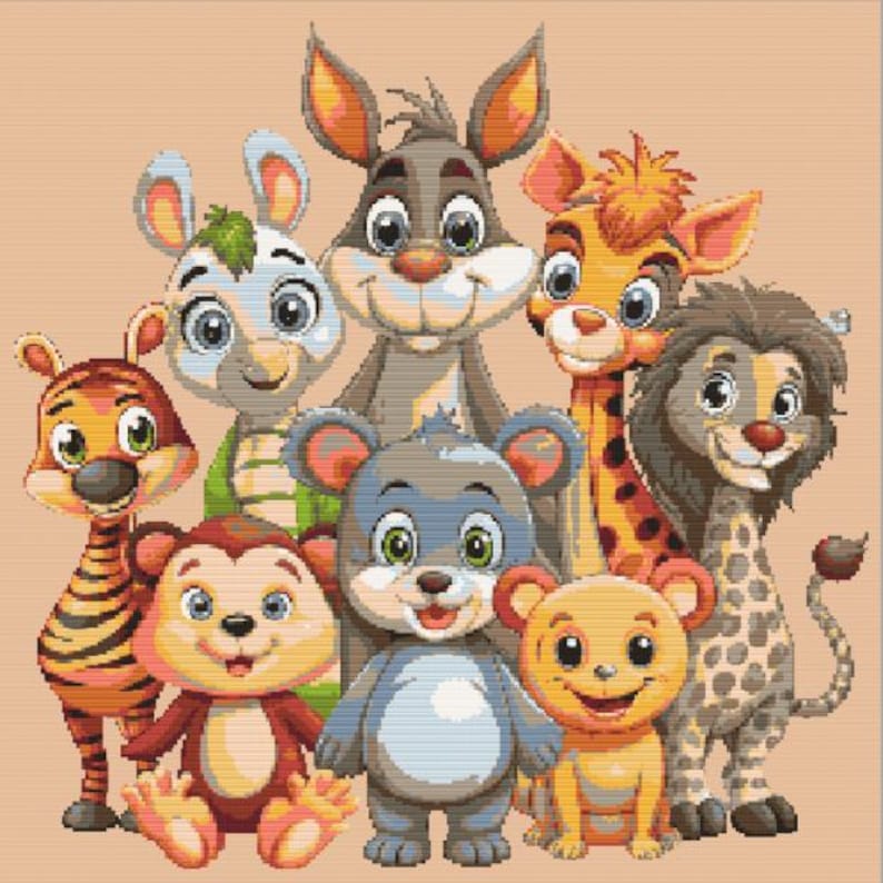 Animals Cross Stitch, Cute Animals Cross Stitch Pattern, Nursery Cross ...