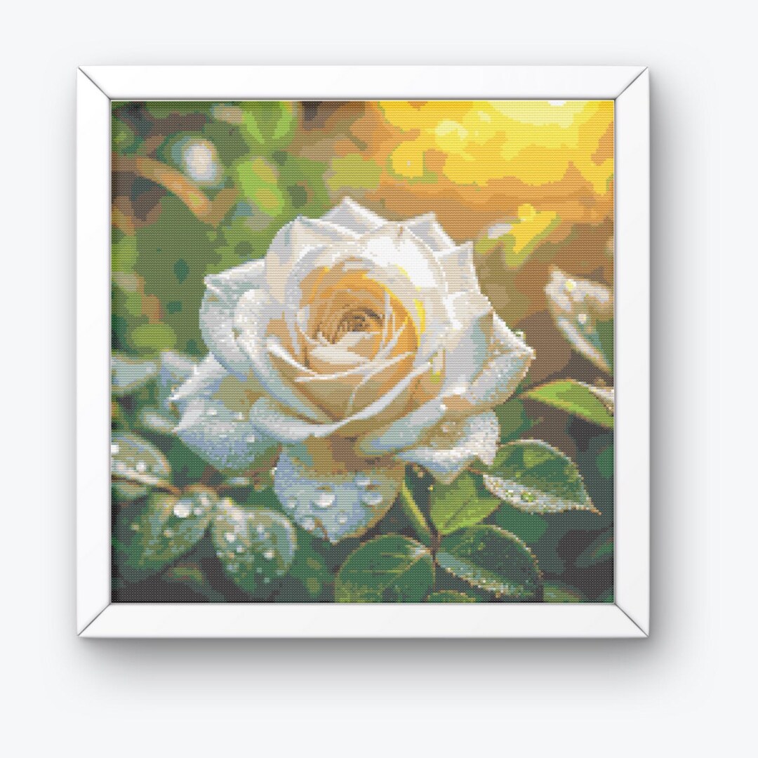 White Rose Cross Stitch, Rose Cross Stitch Pattern, Cross Stitch ...