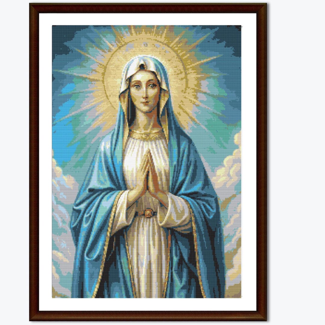 Virgin Mary Cross Stitch Pattern,beautiful Religious Icon for Prayer ...