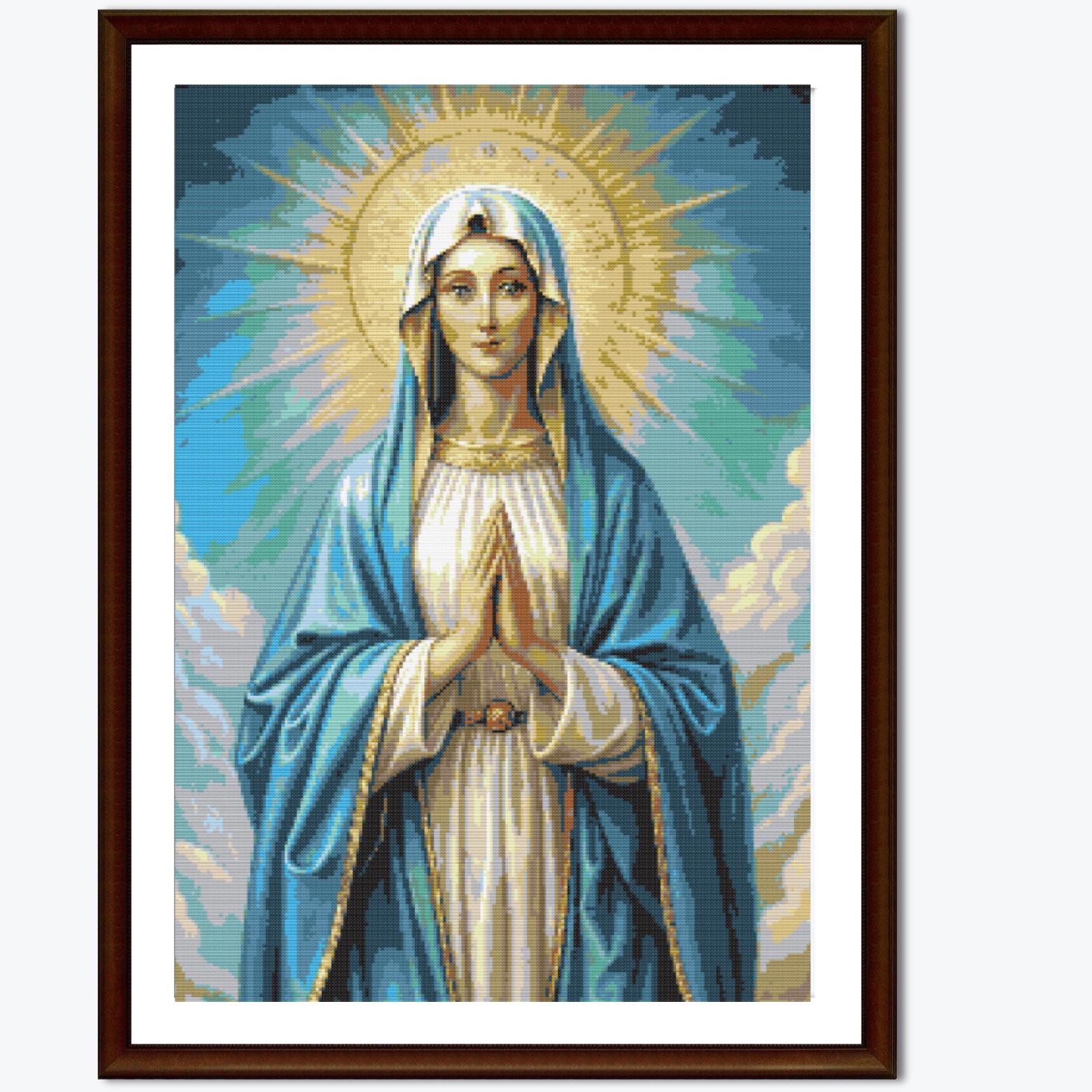 Virgin Mary Cross Stitch Pattern,beautiful Religious Icon for Prayer ...