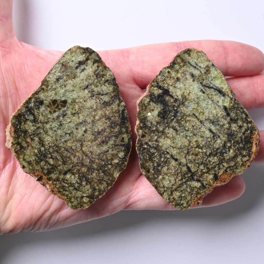 253.9g Olivine Pair With BRONZITE - Cut & Polished Volcanic Xenolith ...