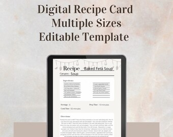 Full Page Digital Recipe Template - Etsy