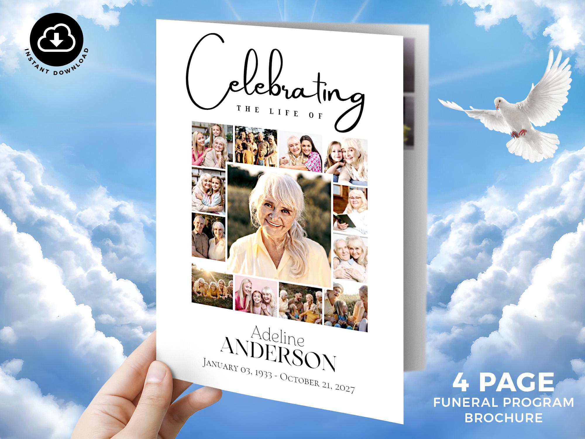 Elegant Funeral Program Template Foldable – Celebration of Life ...