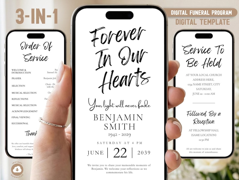 Funeral Program Template Canva | Order Service | Digital Memorial ...