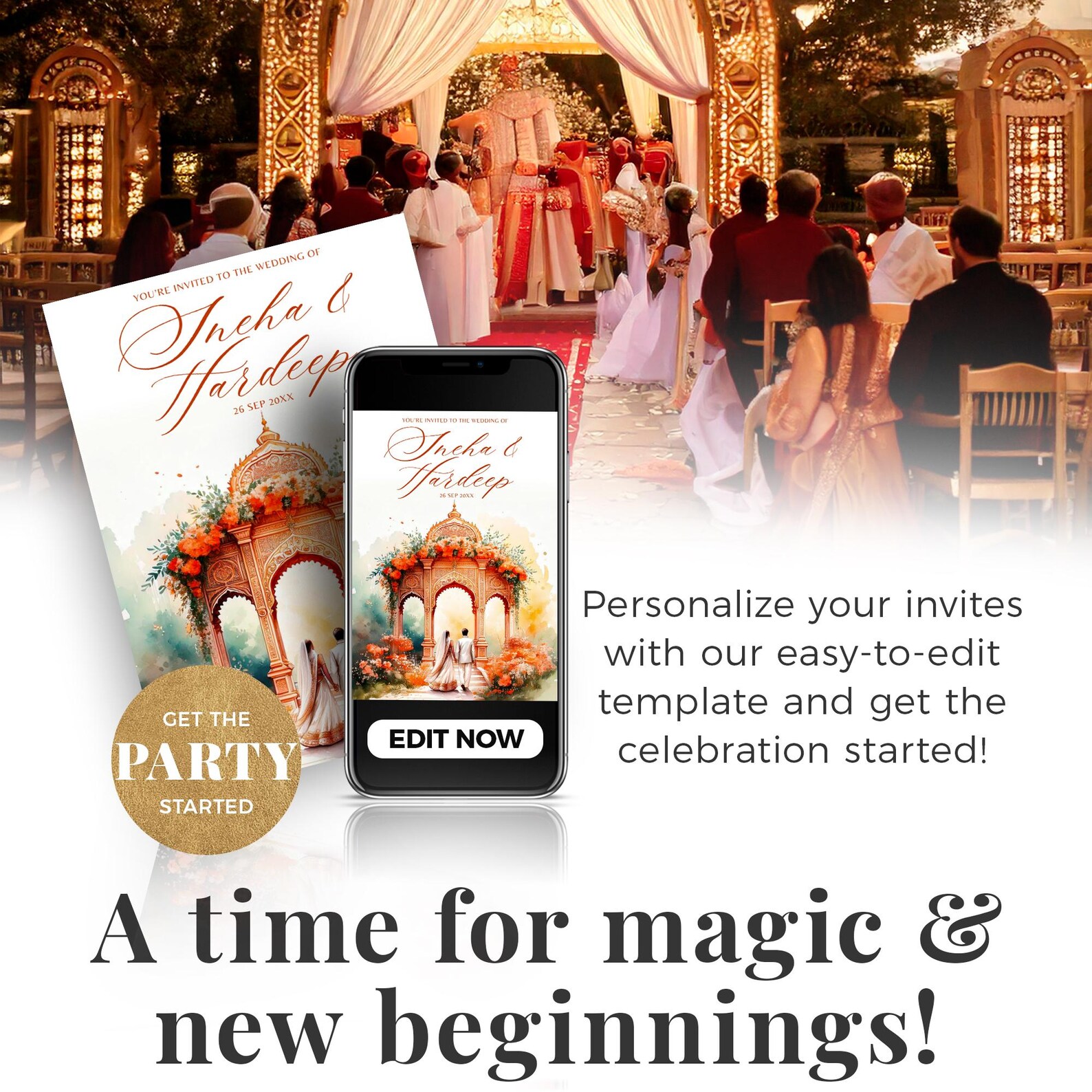 Indian Wedding Template, Watercolor Mandap, Wedding Indian Invitation ...