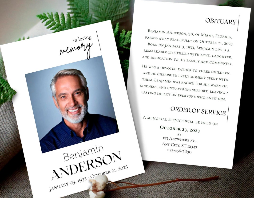 Funeral Announcement in Loving Memory, Funeral Service Invitation ...