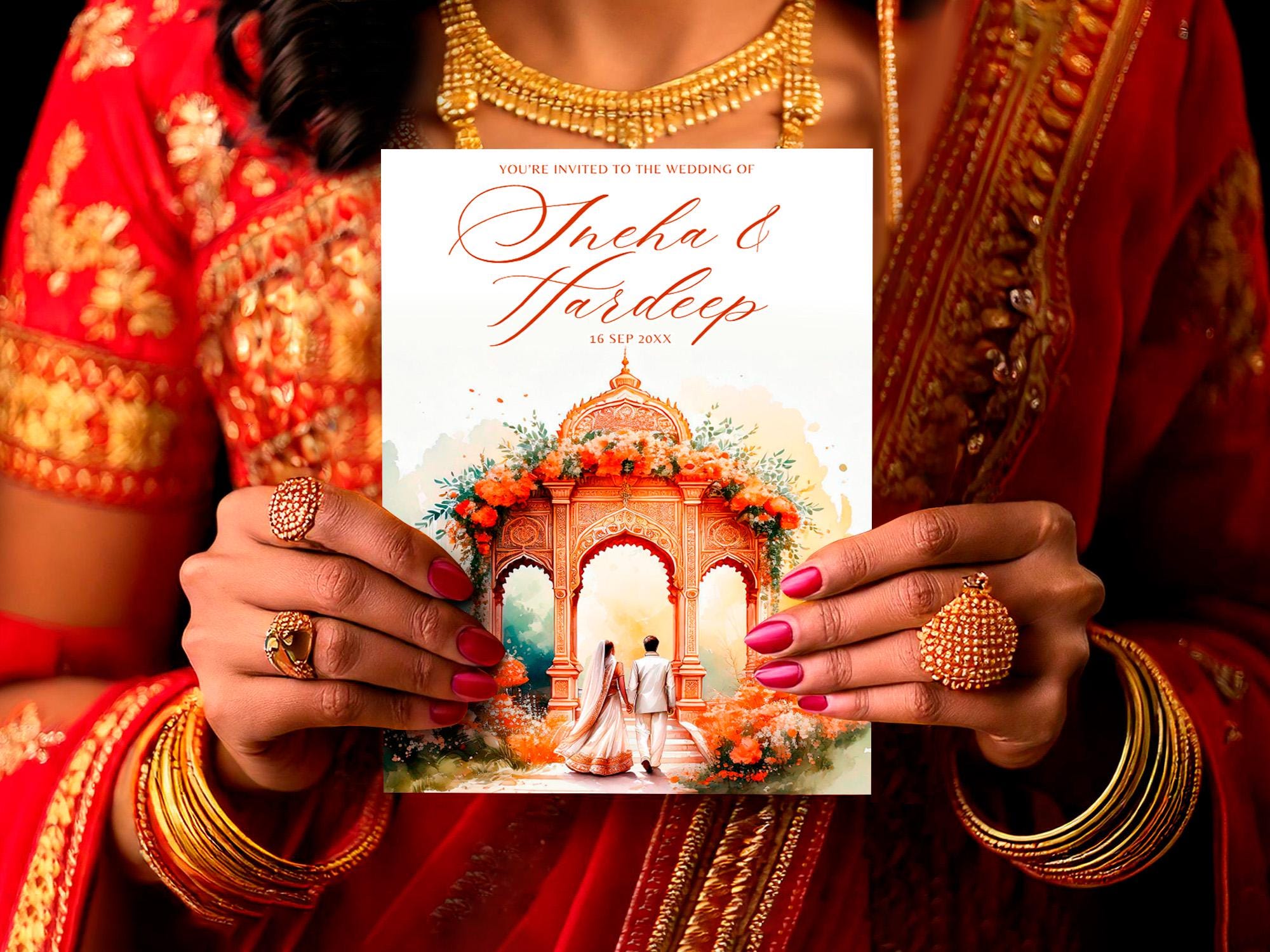 Indian Wedding Template, Watercolor Mandap, Wedding Indian Invitation ...