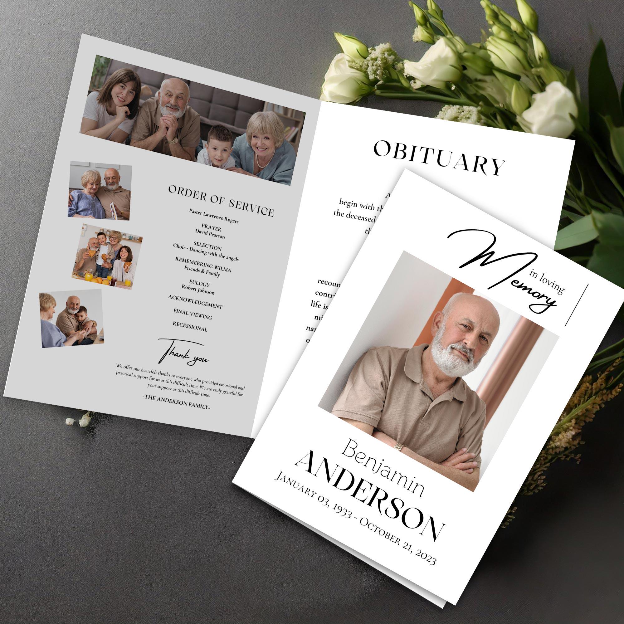 Minimalist Funeral Program Template, Celebration of Life Brochure ...