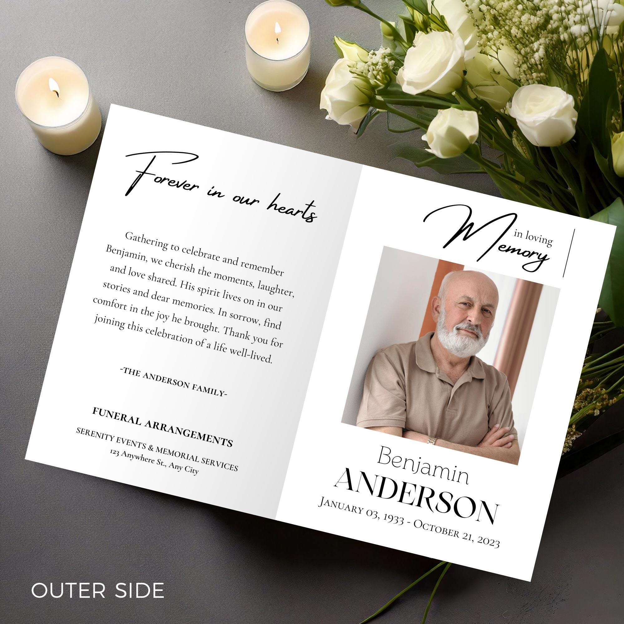 Minimalist Funeral Program Template, Celebration of Life Brochure ...