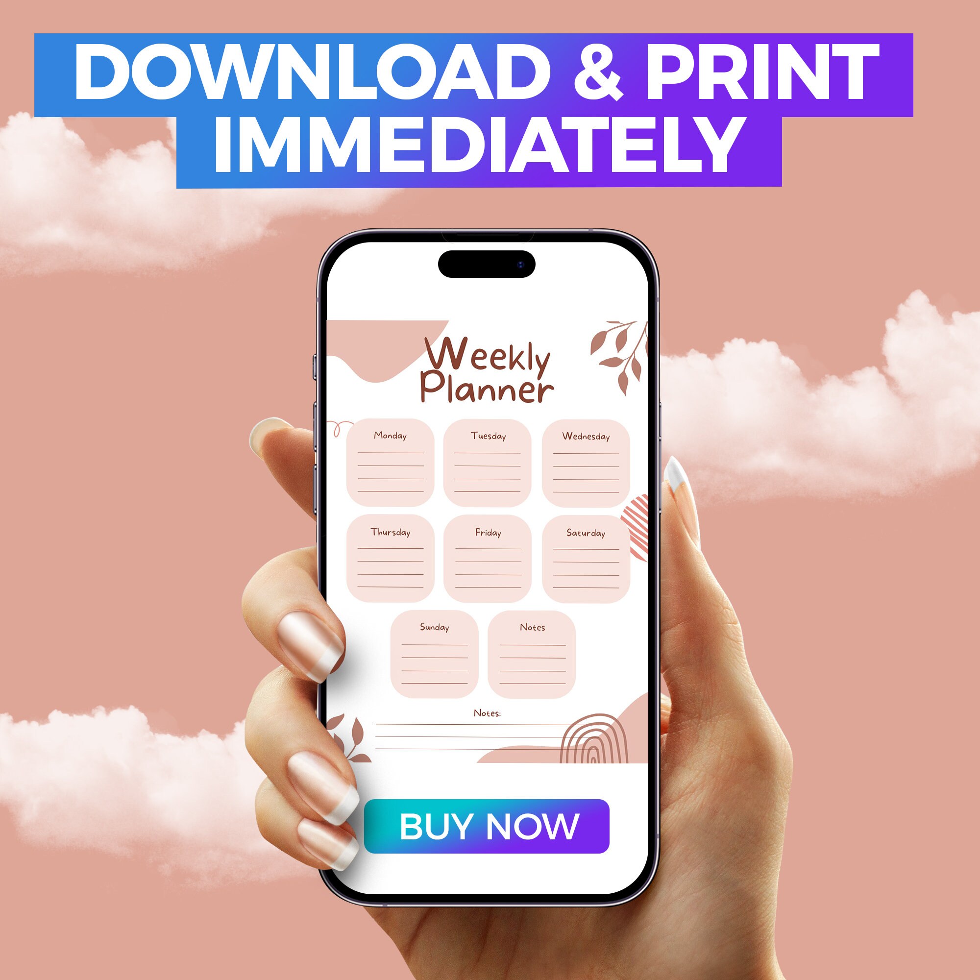 Weekly Planner Printable, Weekly Goal Planner , Time Blocker ...