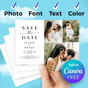 Save the Date Template Photo Collage | Wedding Invitation | Modern ...