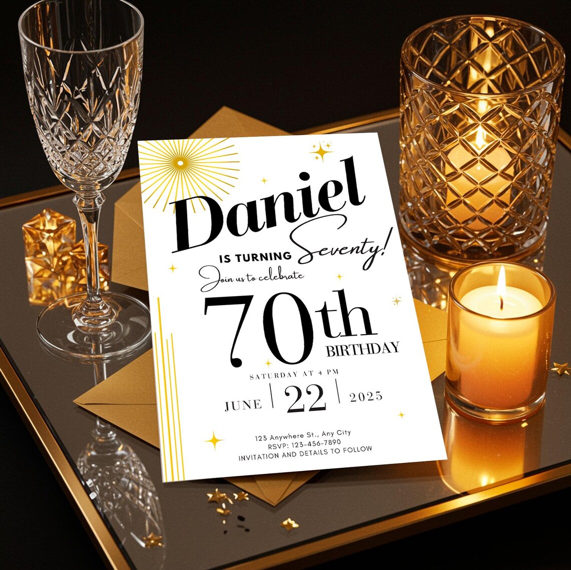 Retro Seventy 70th Birthday Invitation Template,editable 70th Printable ...