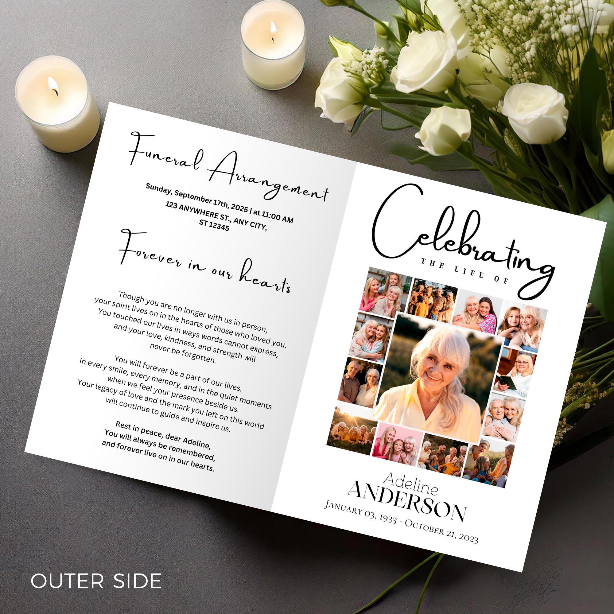 Elegant Funeral Program Template Foldable – Celebration of Life ...