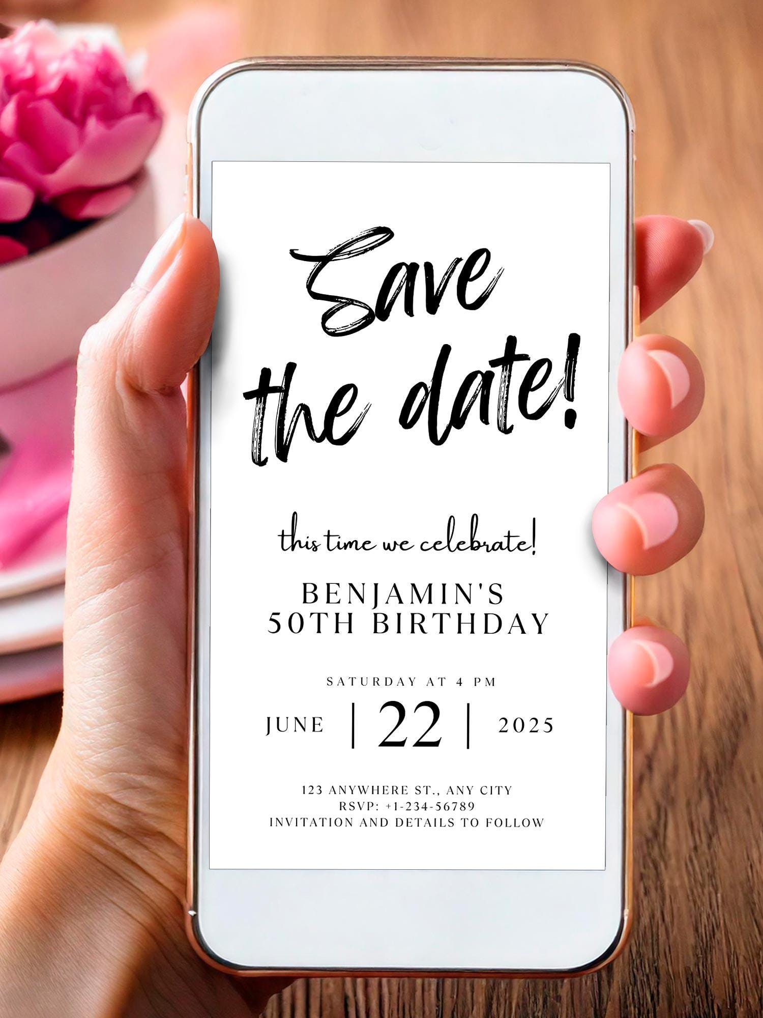 Digital Save the Date Birthday Template, Electronic Save the Date ...
