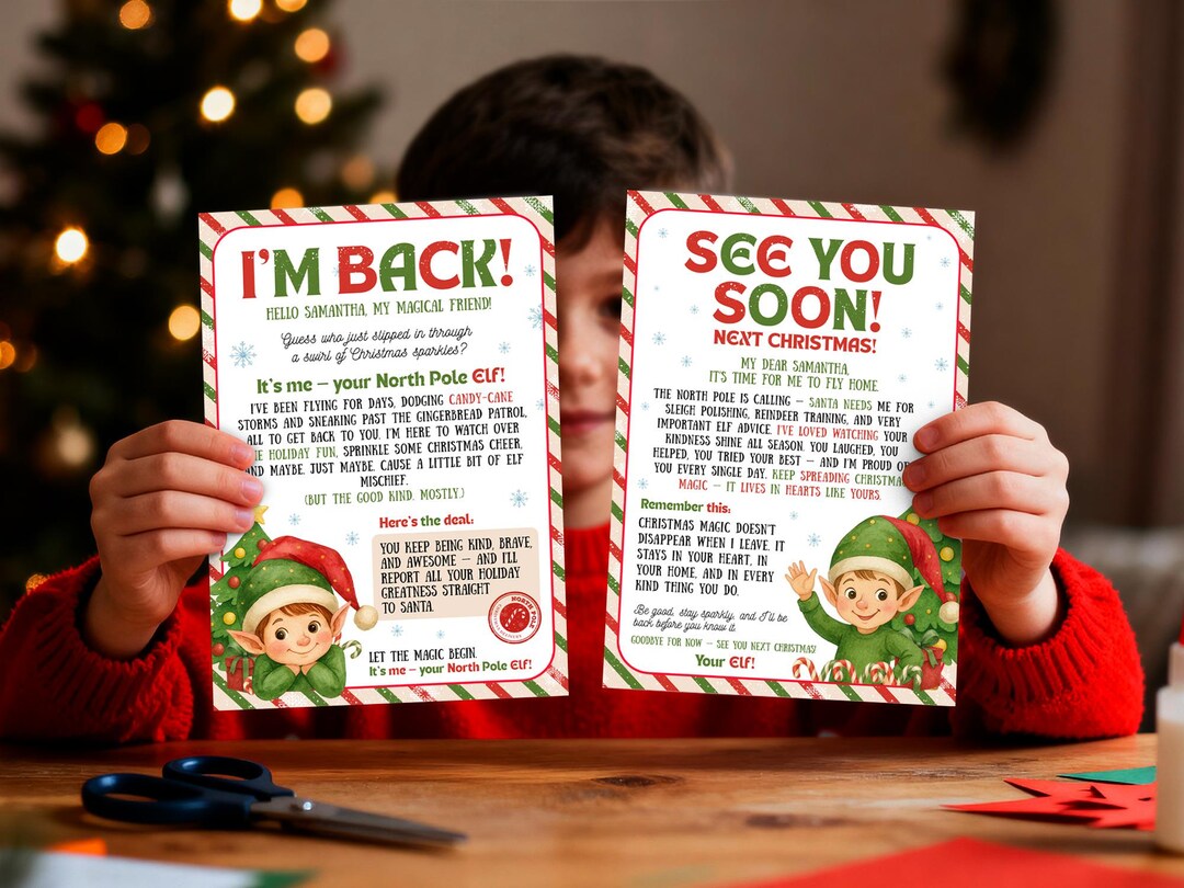 Elf Arrival Letter and Goodbye Note, Christmas Welcome Magic Printable ...