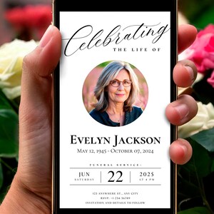 Digital Funeral Invitation Template, Celebration of Life Phone ...