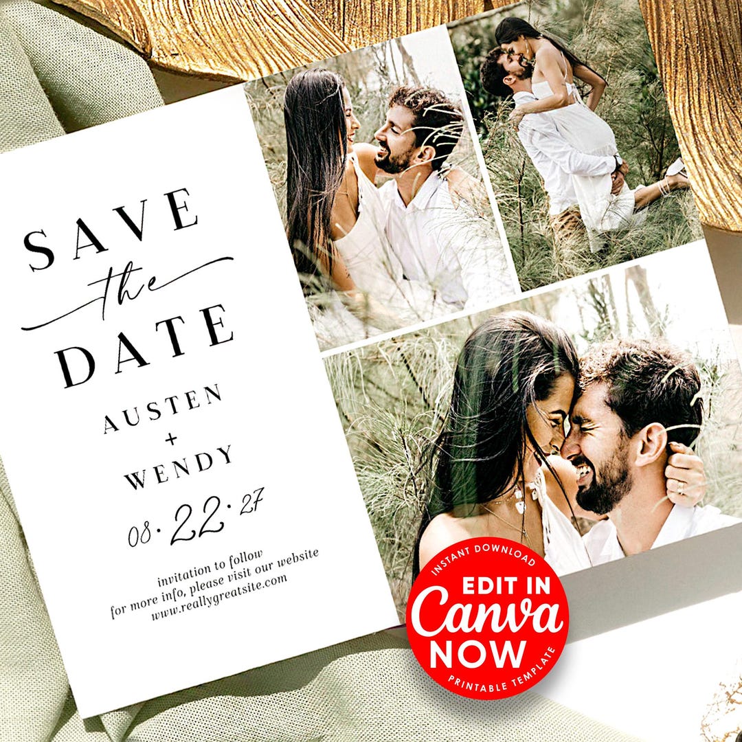 Save the Date Template Photo Collage | Wedding Invitation | Modern ...