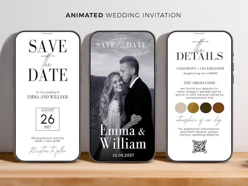 Wedding Invitation Template, Animated Modern Save the Dates Invitation ...