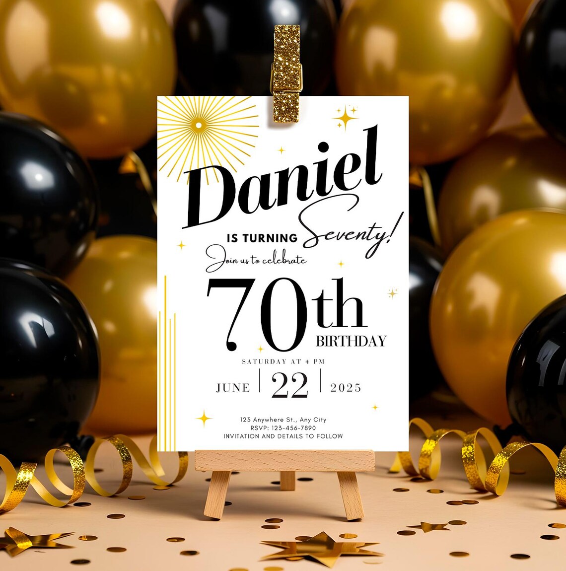 Retro Seventy 70th Birthday Invitation Template,editable 70th Printable ...