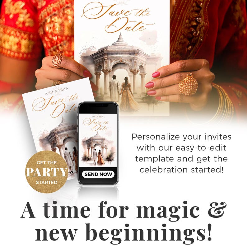 Indian Save the Date Watercolor Mandap Wedding Indian Invitation Cards ...