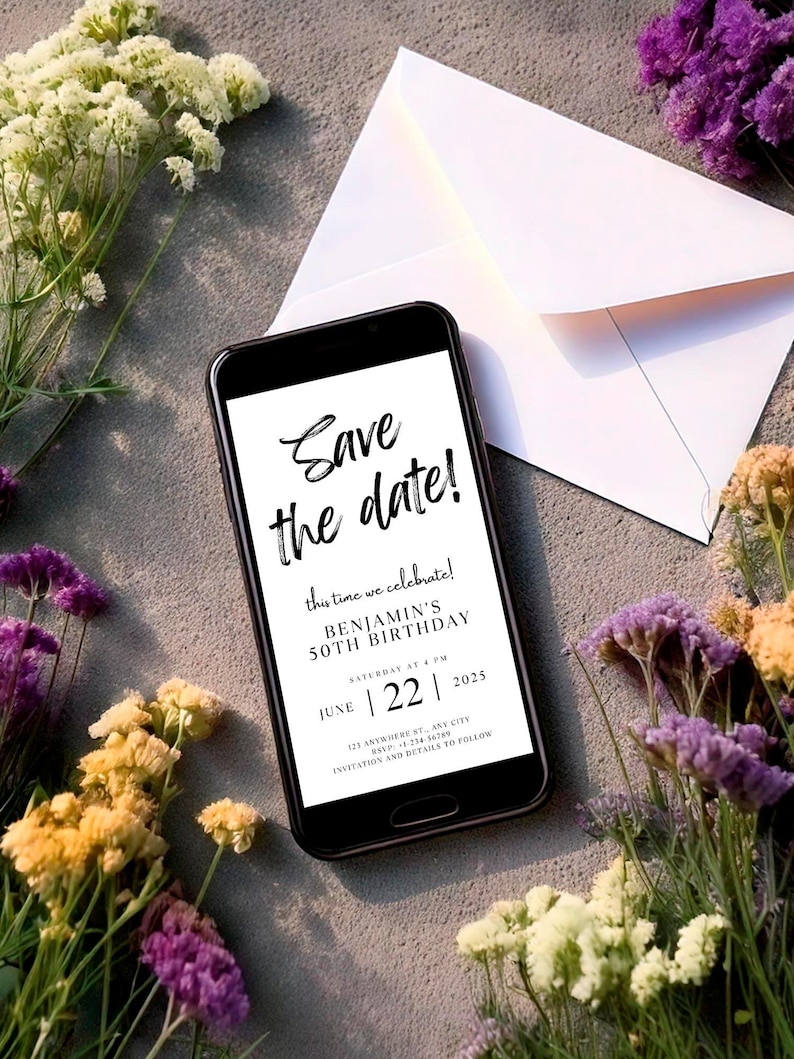 Digital Save the Date Birthday Template, Electronic Save the Date ...