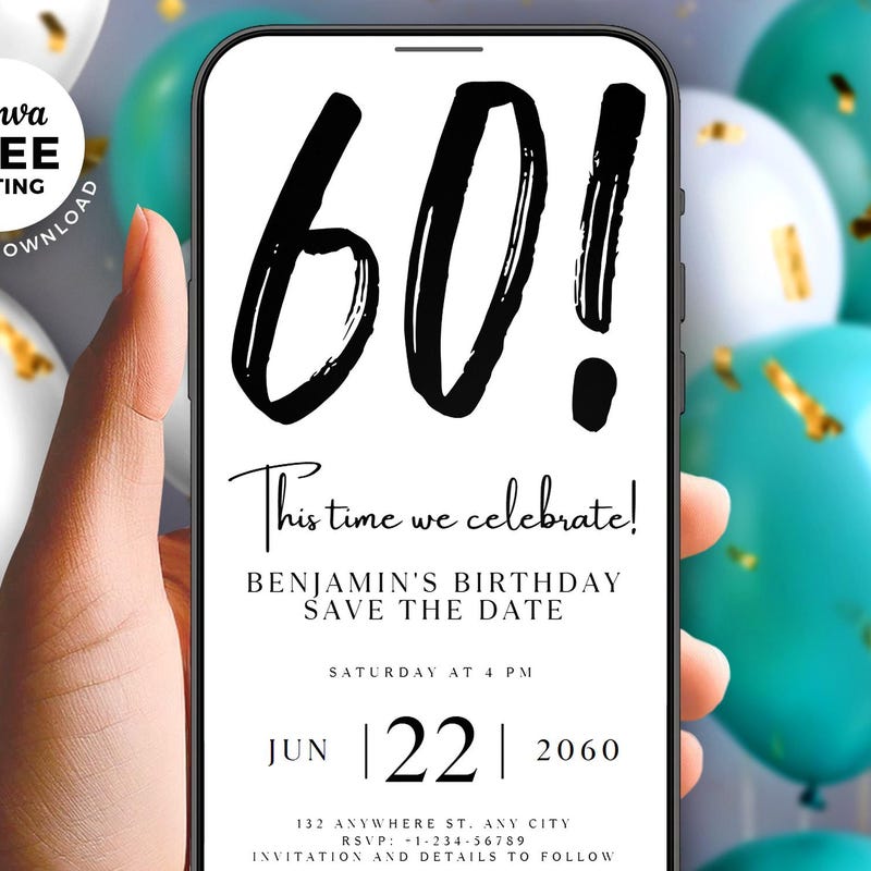 60th Save the Dates Black - Etsy