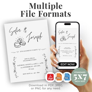 Digital Engagement Template, Engagement Card, Engagement Invitation ...