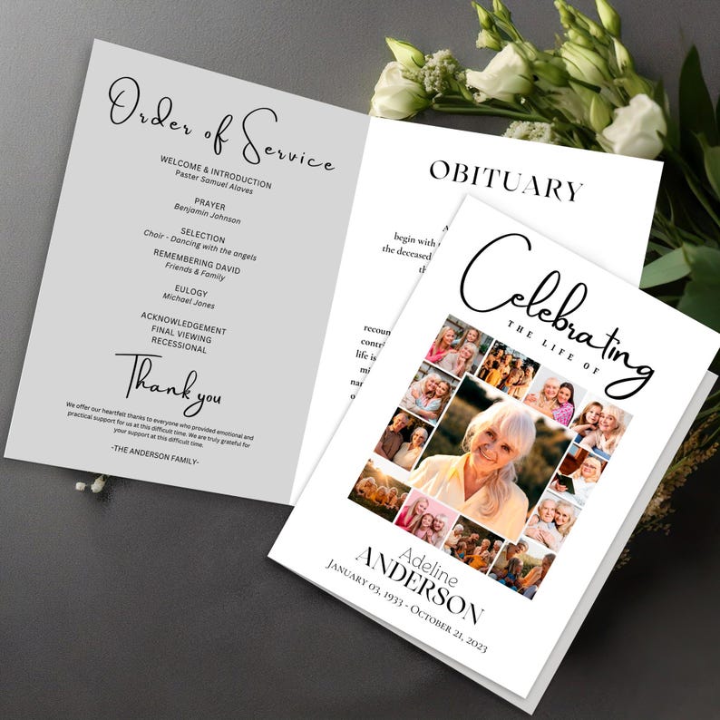 Elegant Funeral Program Template Foldable – Celebration of Life ...
