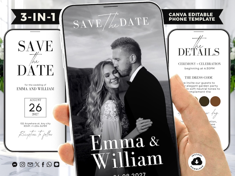 Wedding Invitation Template, Animated Modern Save the Dates Invitation ...
