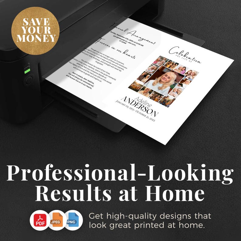 Elegant Funeral Program Template Foldable – Celebration of Life ...