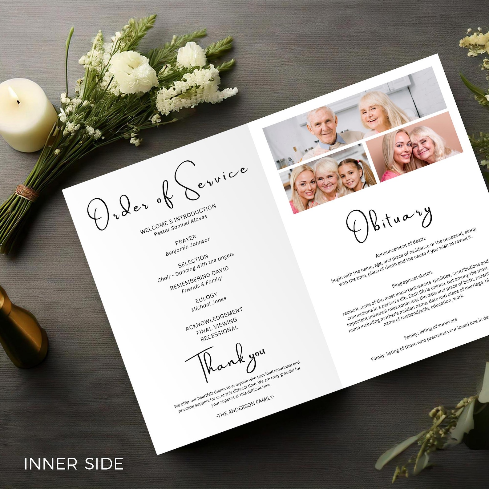 Elegant Funeral Program Template Foldable – Celebration of Life ...