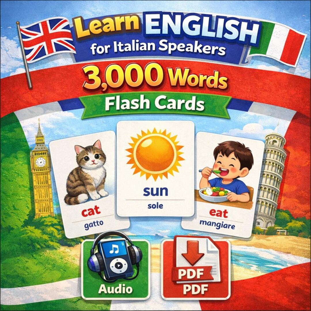Learn English for Italian Speakers – Flash Cards (3,000 Words, Audio ...