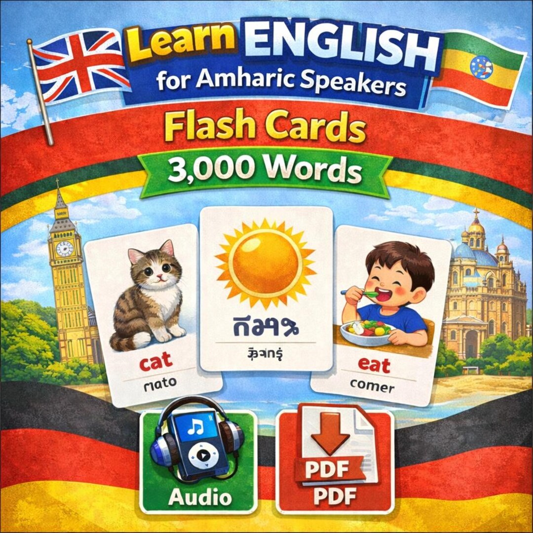 Learn English for Amharic Speakers - Flash Cards (3,000 Words, Audio ...
