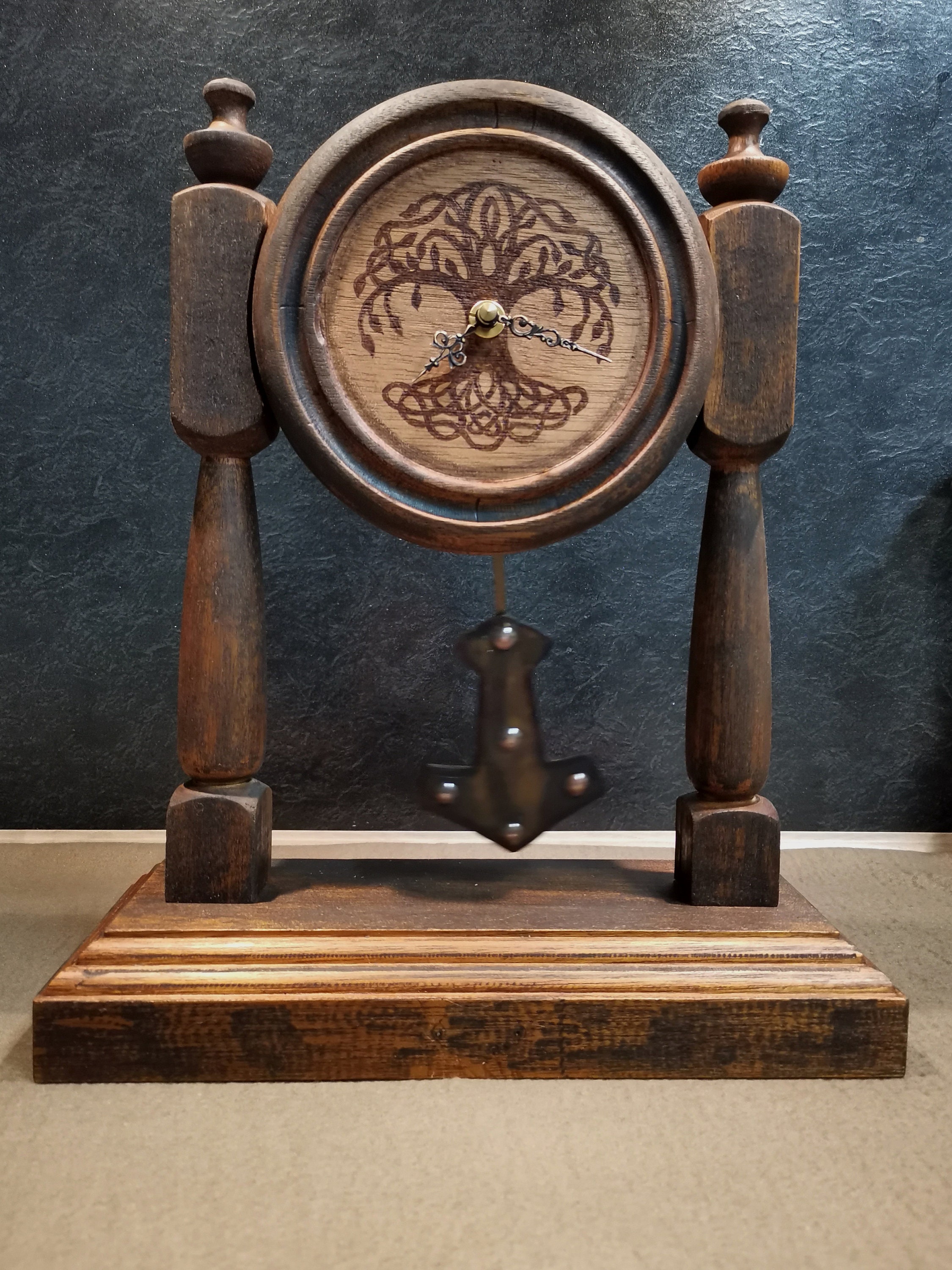Table Clock Pendulum Clock Thor Hammer - Etsy