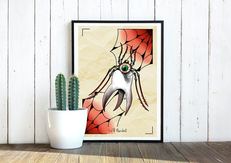 Tooth Spider Tattoo - Etsy