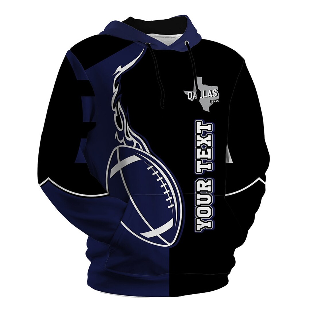 Custom Football Player Hoodie Dallas With Name & Number Personalized ...