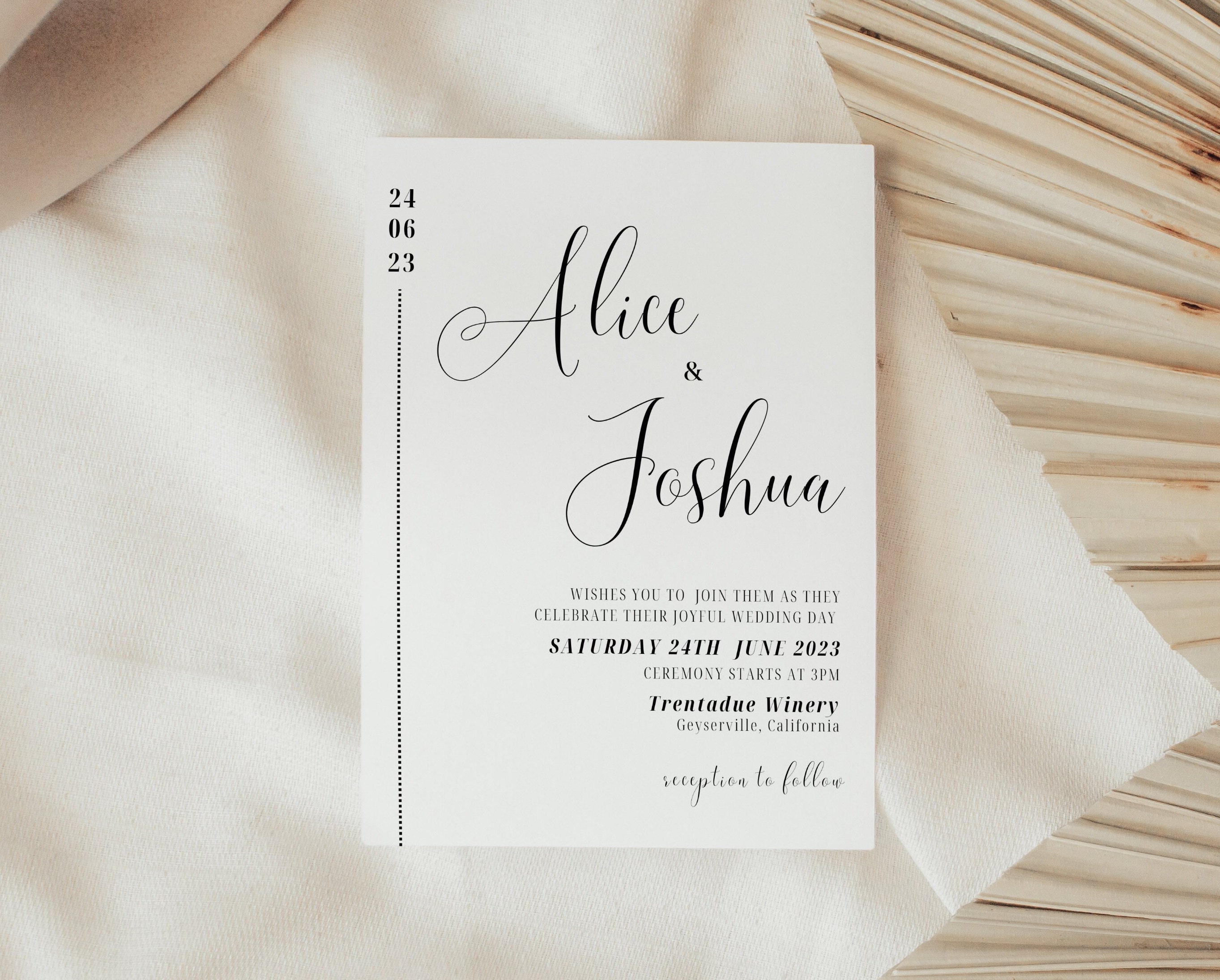 Minimalist Wedding Invitation Template, Modern Simple Design, Editable ...