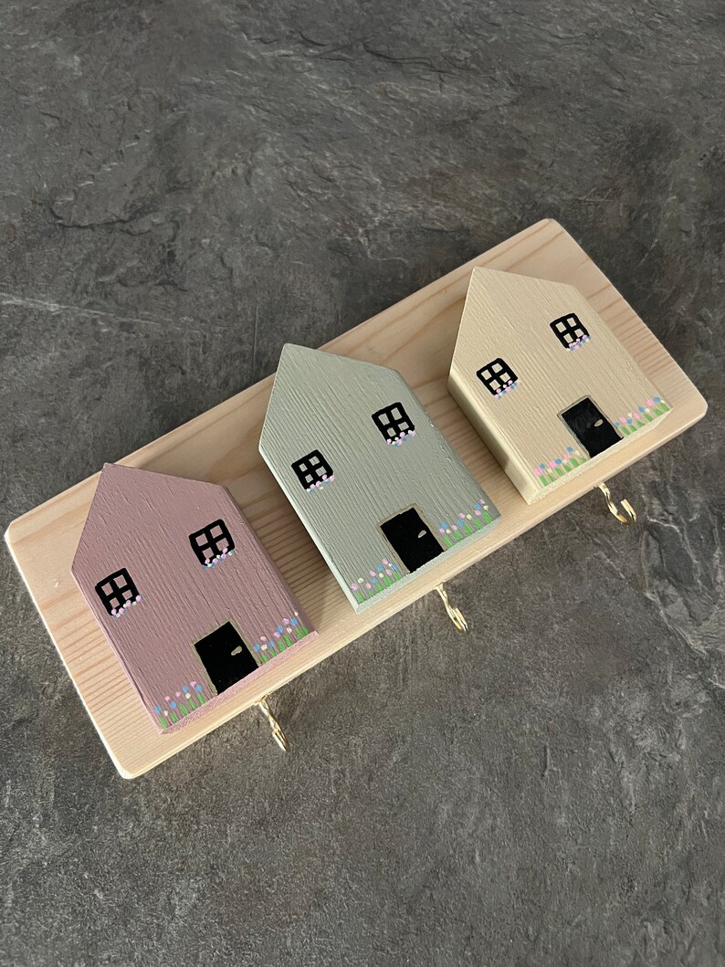 Home Key Rack Wooden Key Holder Home Decor Brass Hooks. - Etsy UK