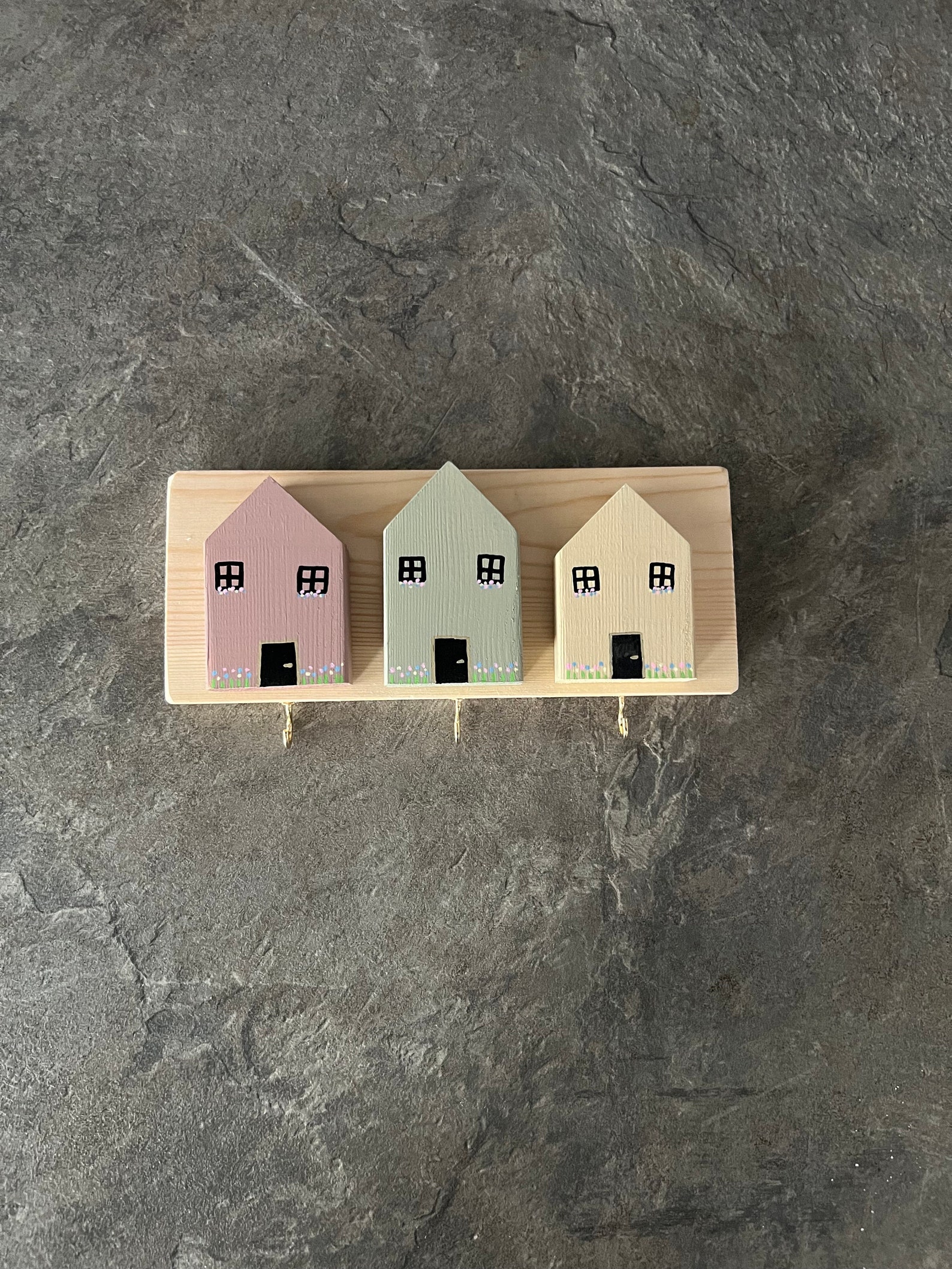 Home Key Rack Wooden Key Holder Home Decor Brass Hooks. - Etsy UK