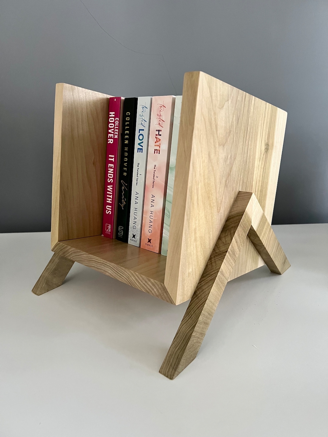Solid Wood Bedside Bookshelf: Space-saving Book Stand - Etsy