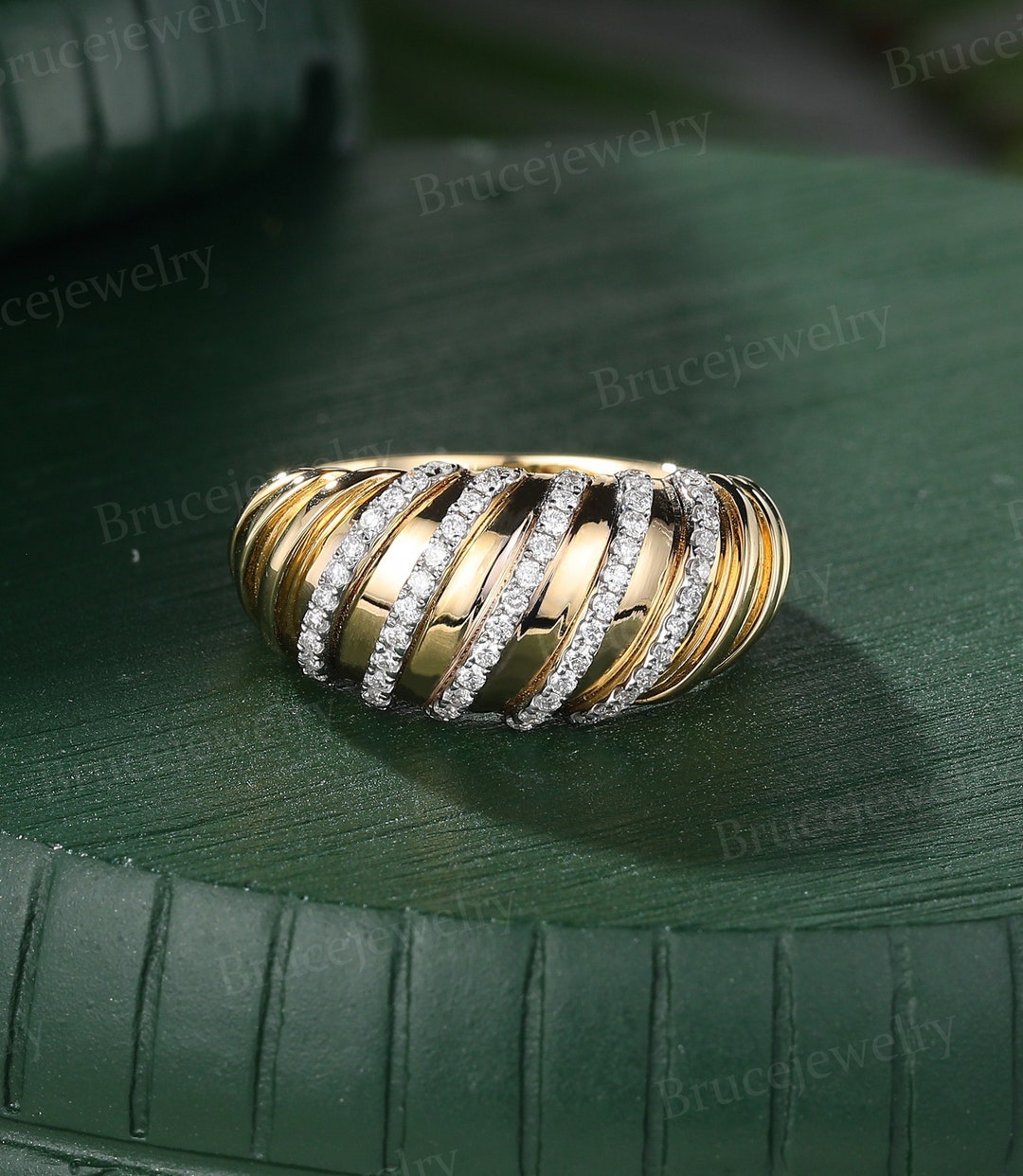 Antique Engagement Ring Vintage Yellow Gold Twisted Rope Ring Two-tone ...