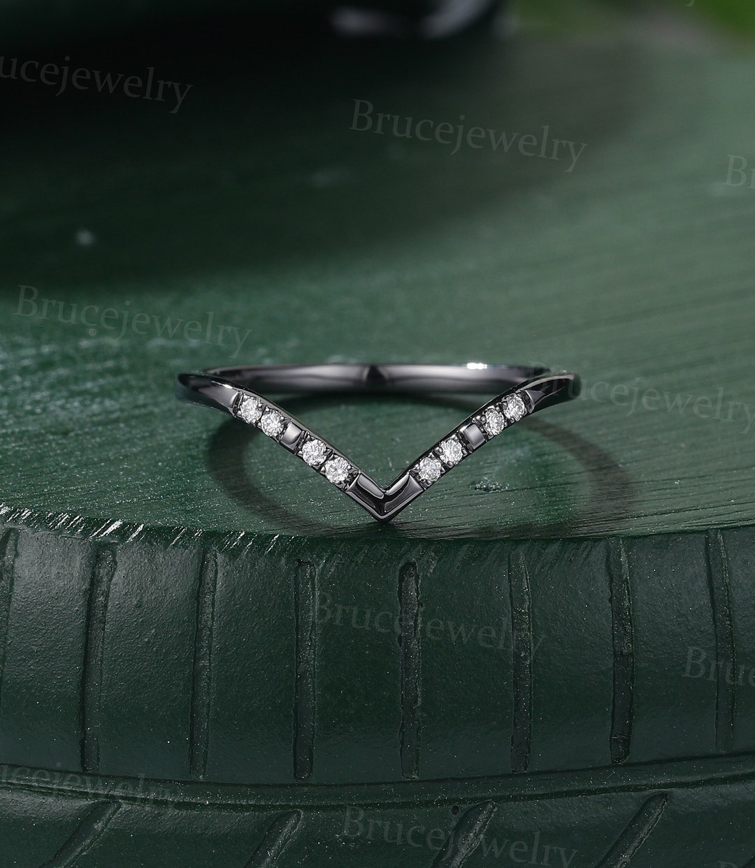 Simple Curved Wedding Band Vintage Black Gold Wedding Band Unique ...