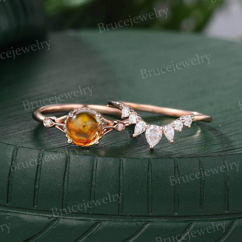 Amber Engagement Ring - Etsy