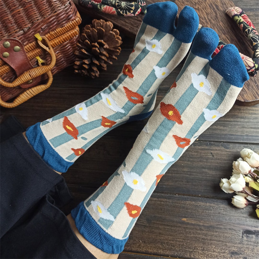 Japanese Style Women's Split-toe Tabi Summer Thin Cotton Socks Socks ...