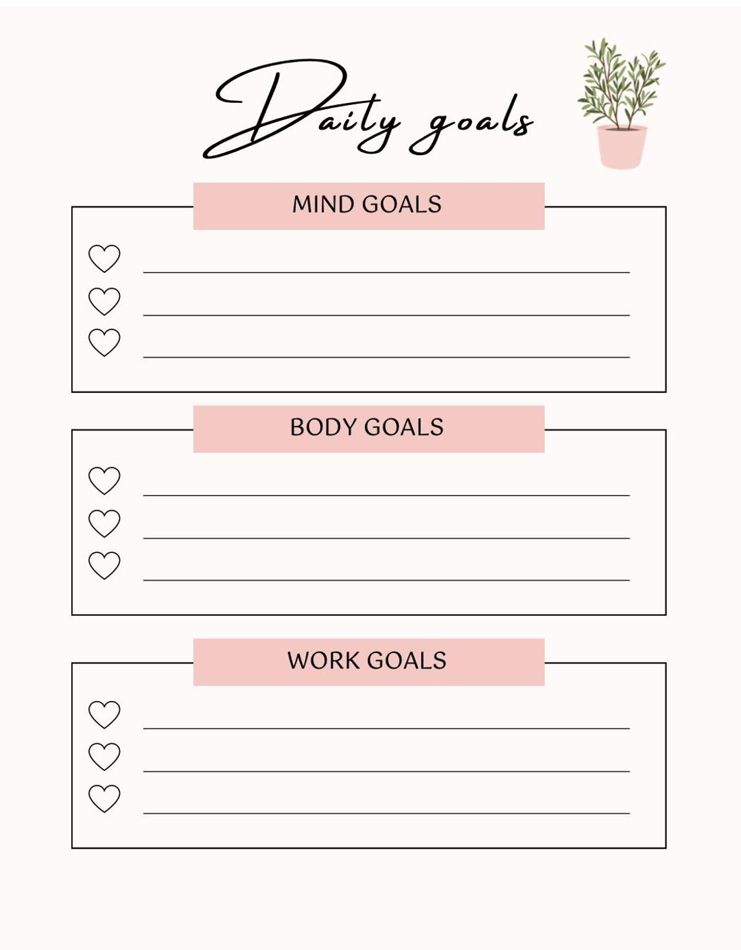 Daily Goals Planner - Etsy