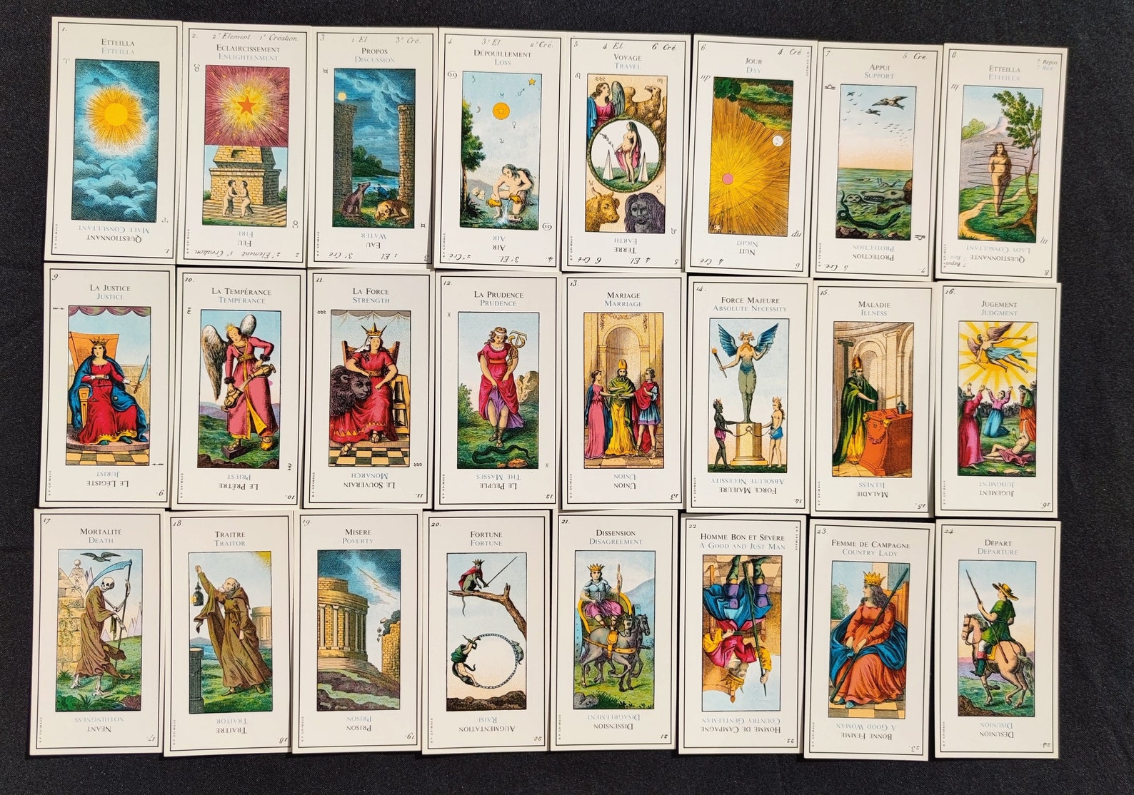 Egyptian Tarot Grand Etteilla 1976 | Rare Divination Deck | 78 Cards ...
