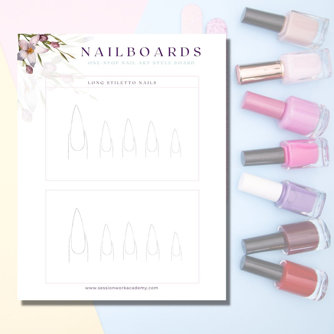 Nail Art Templates: Long Stiletto Nail Design Template | US Letter ...